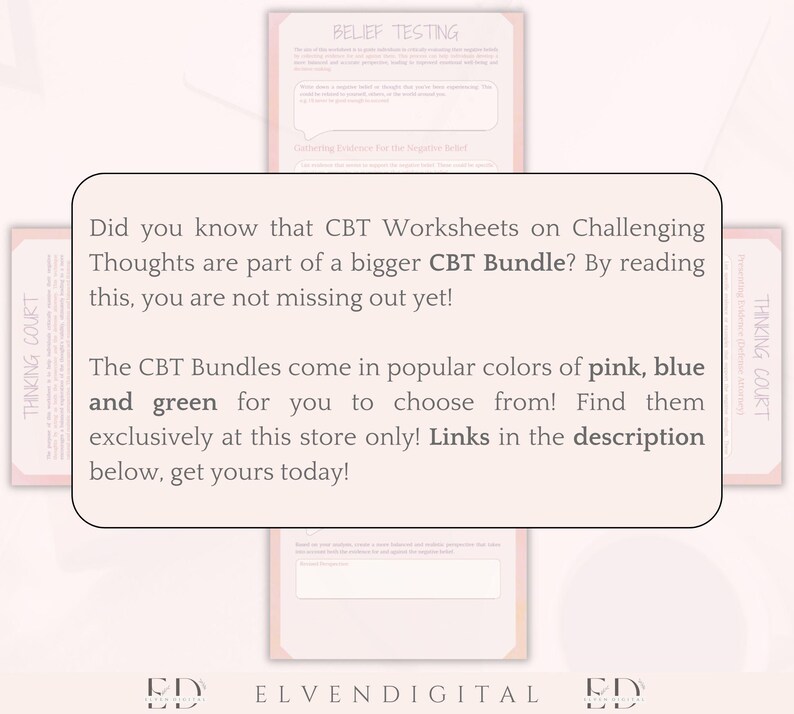 CBT for Anxiety CBT Worksheets for Teen and Adult Challenging Anxious ...