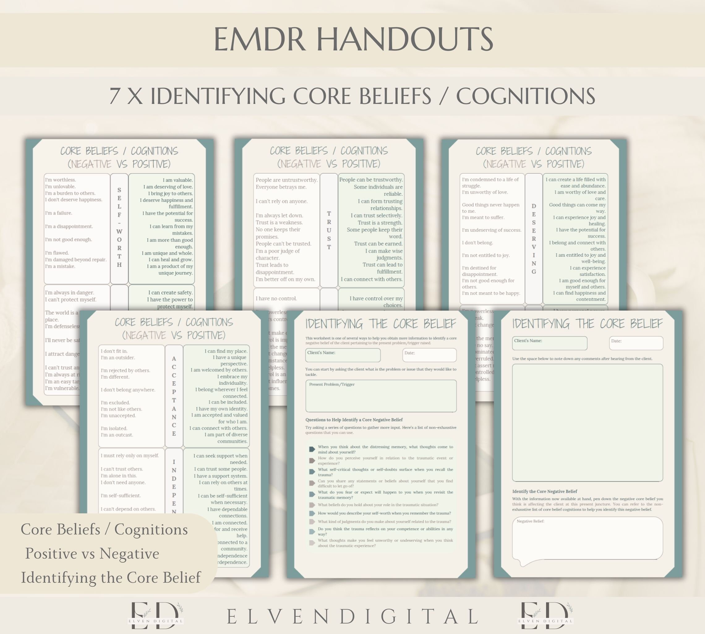EMDR Worksheets for Therapist EMDR Bundle Therapy Scripts EMDR Handouts ...