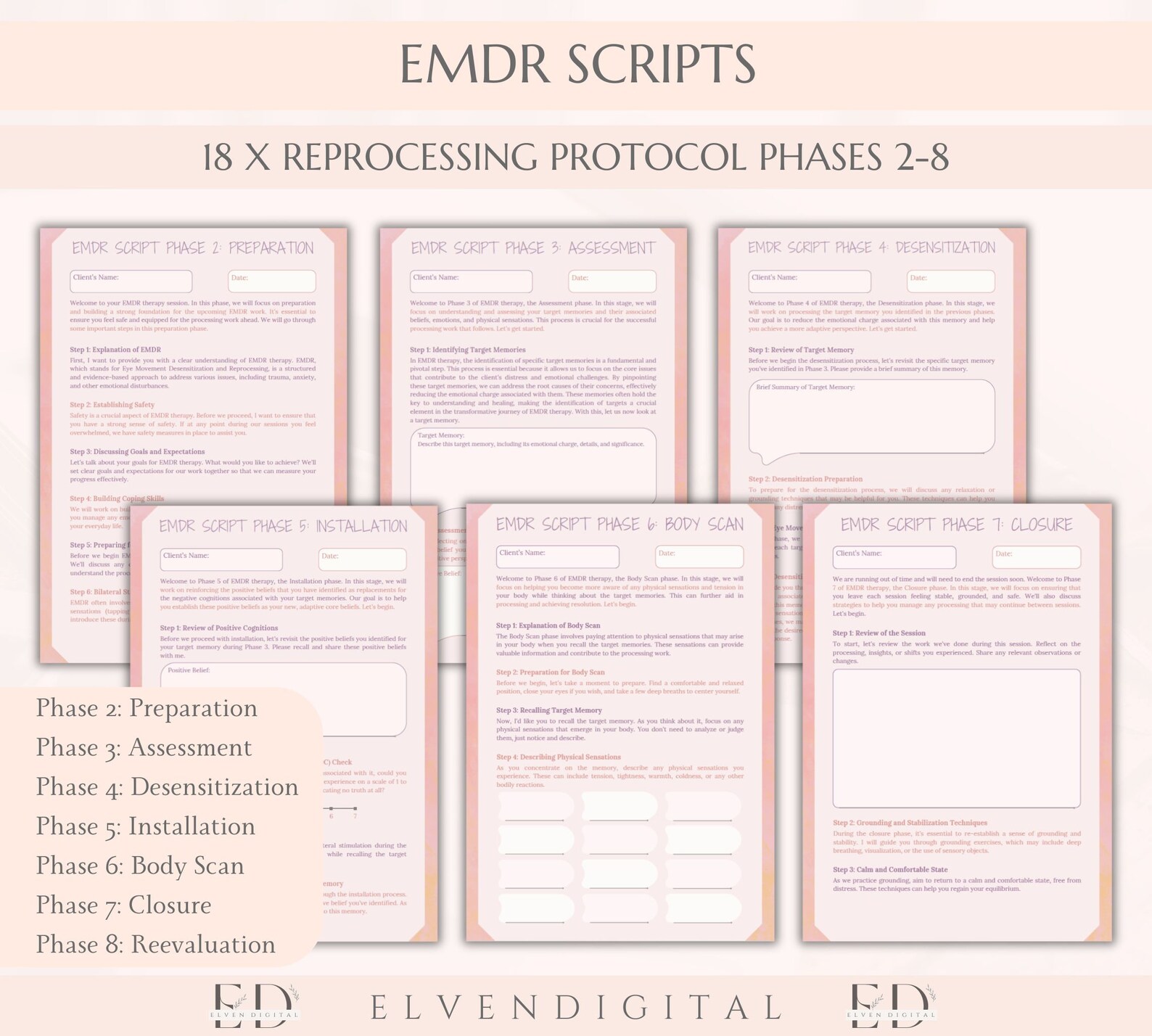 EMDR Worksheet Bundle EMDR Script for Therapist EMDR Therapy Worksheets ...