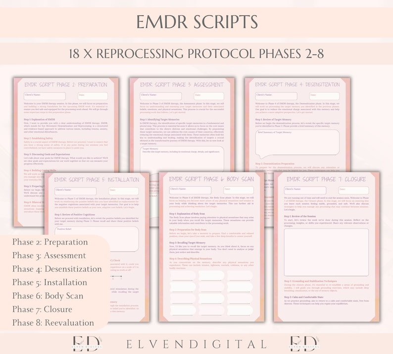 EMDR Worksheet Bundle EMDR Script for Therapist EMDR Therapy Worksheets ...