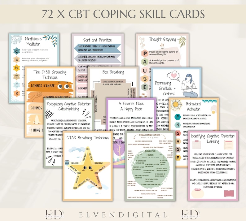 Cbt Therapy Bundle CBT Anxiety Prints Therapist Handouts CBT Therapy ...