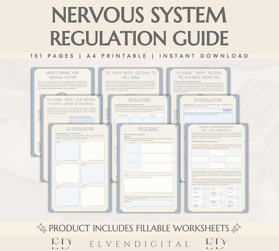 Nervous System Regulation Worksheets for Polyvagal Theory Nervous ...