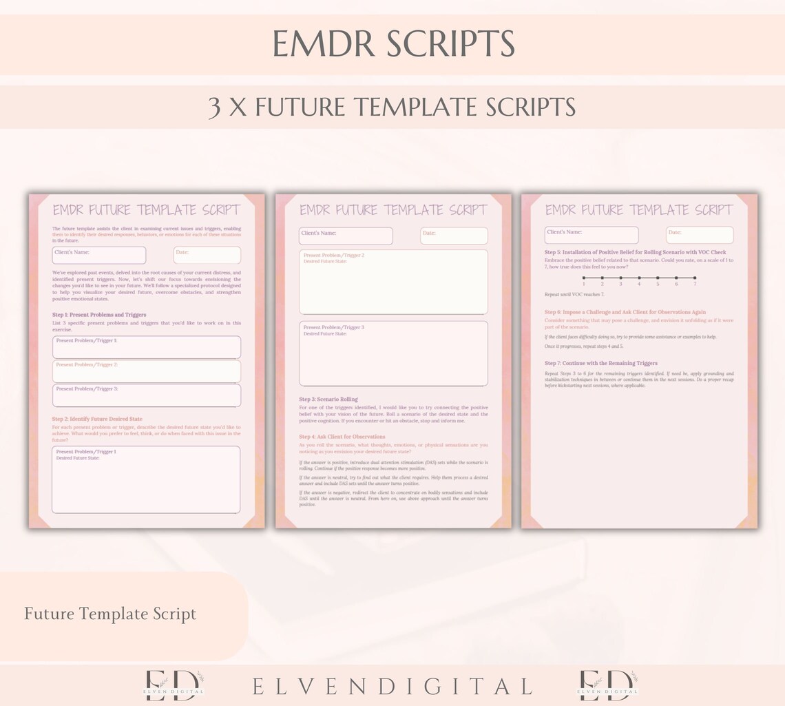 EMDR Worksheet Bundle EMDR Script for Therapist EMDR Therapy Worksheets ...