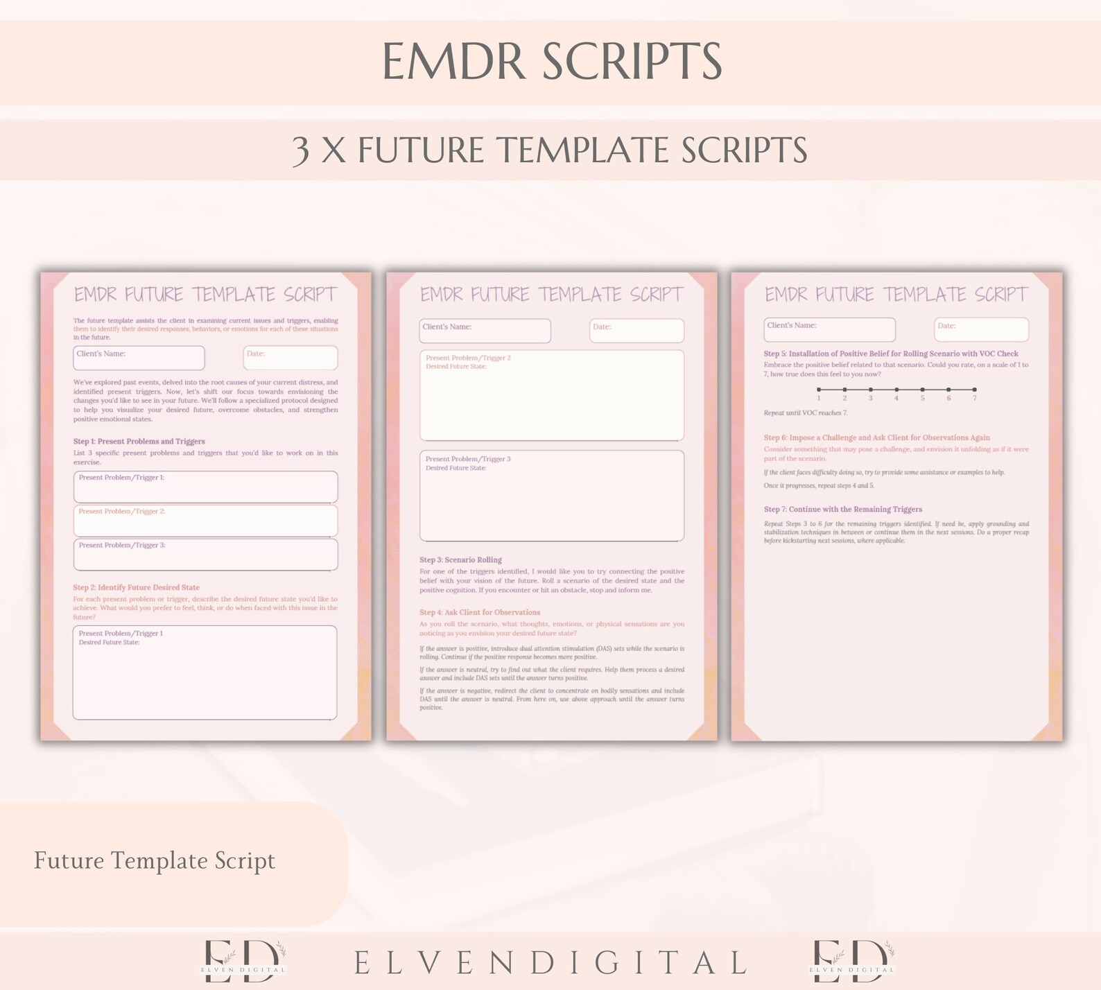 EMDR Worksheet Bundle EMDR Script for Therapist EMDR Therapy Worksheets ...