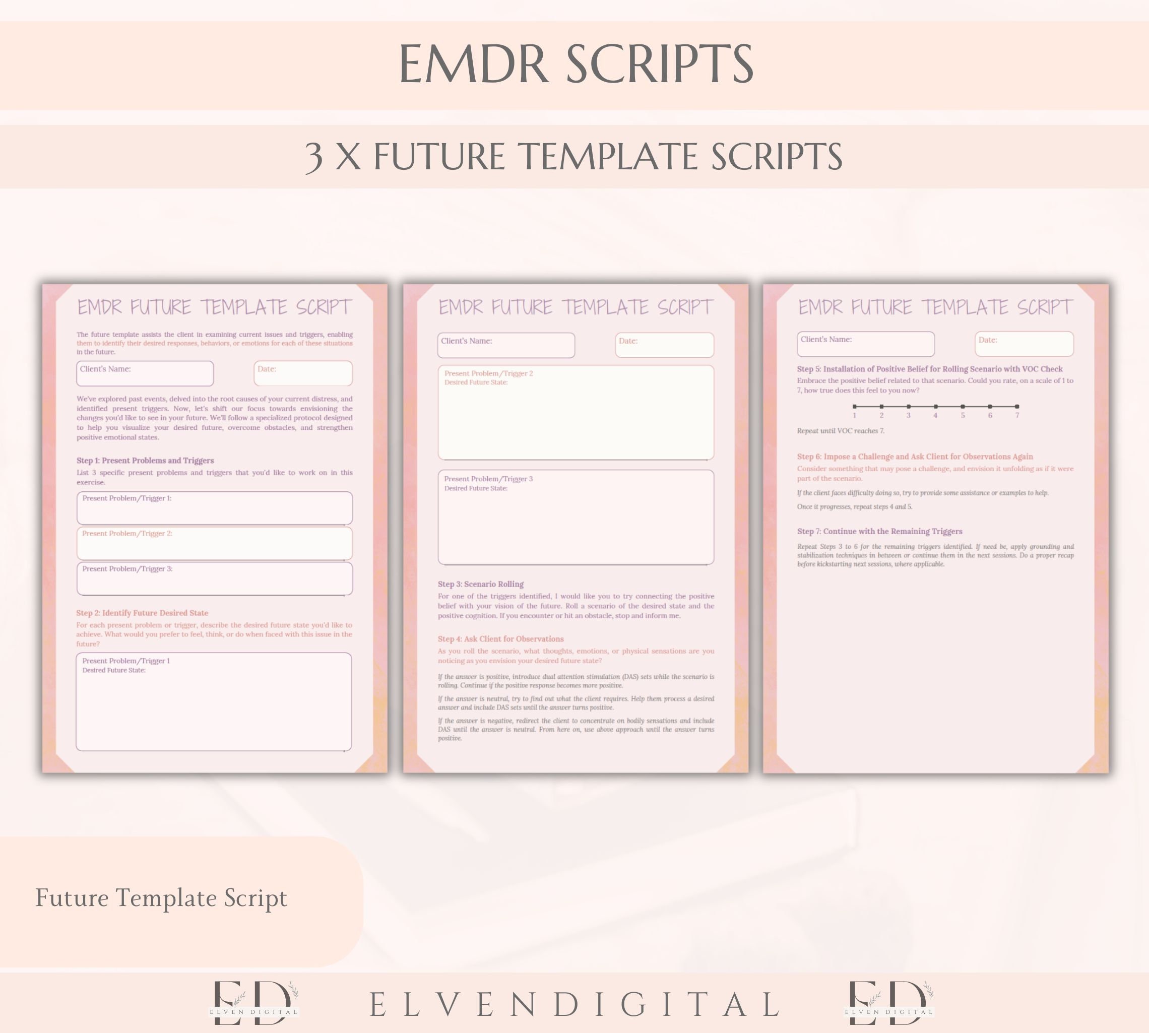 EMDR Worksheet Bundle EMDR Script for Therapist EMDR Therapy Worksheets ...