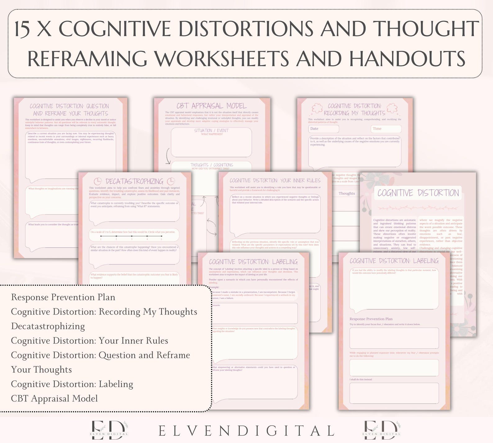 CBT Therapy Worksheets Cbt Bundle for Teens and Adults CBT Coping Skill ...