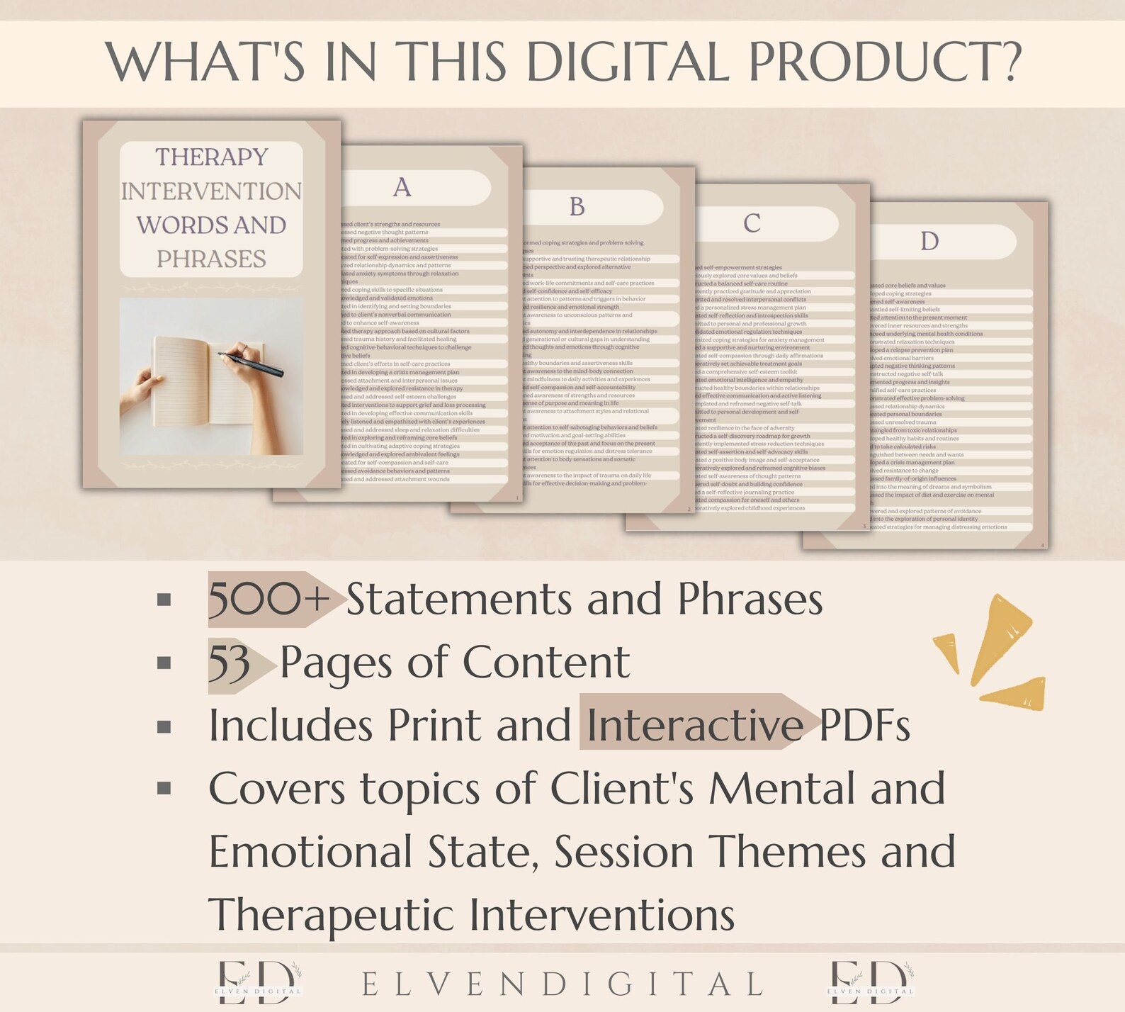 Therapy Intervention List Therapist Notes Template Counseling Session ...