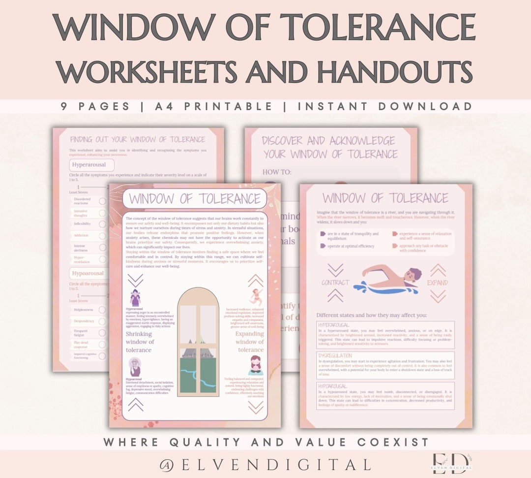 Window of Tolerance Worksheet Emotional Regulation Nervous - Etsy UK