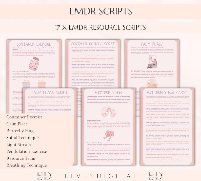 EMDR Worksheet Bundle EMDR Script for Therapist EMDR Therapy Worksheets ...