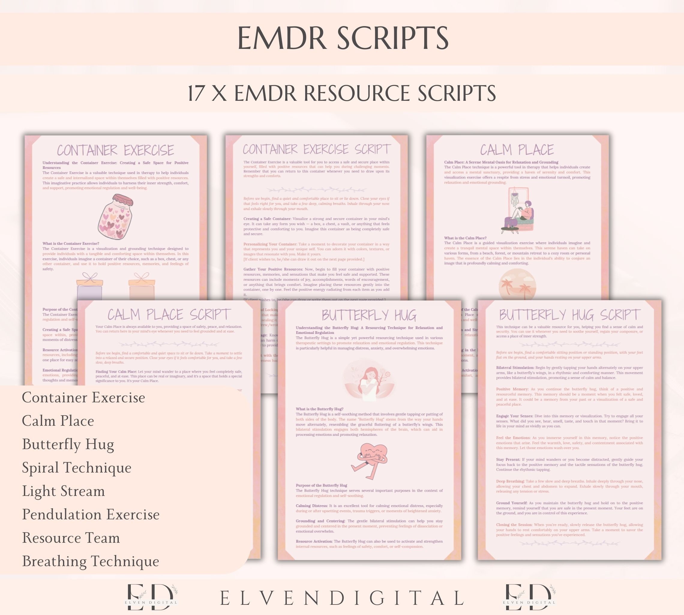 EMDR Worksheet Bundle EMDR Script for Therapist EMDR Therapy Worksheets ...
