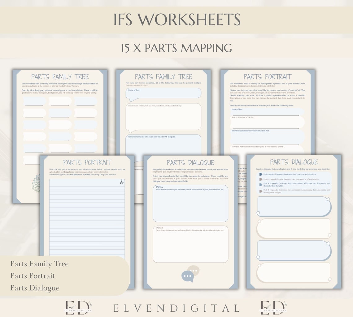 Internal Family Systems Worksheets IFS Cheat Sheets Parts Mapping ...