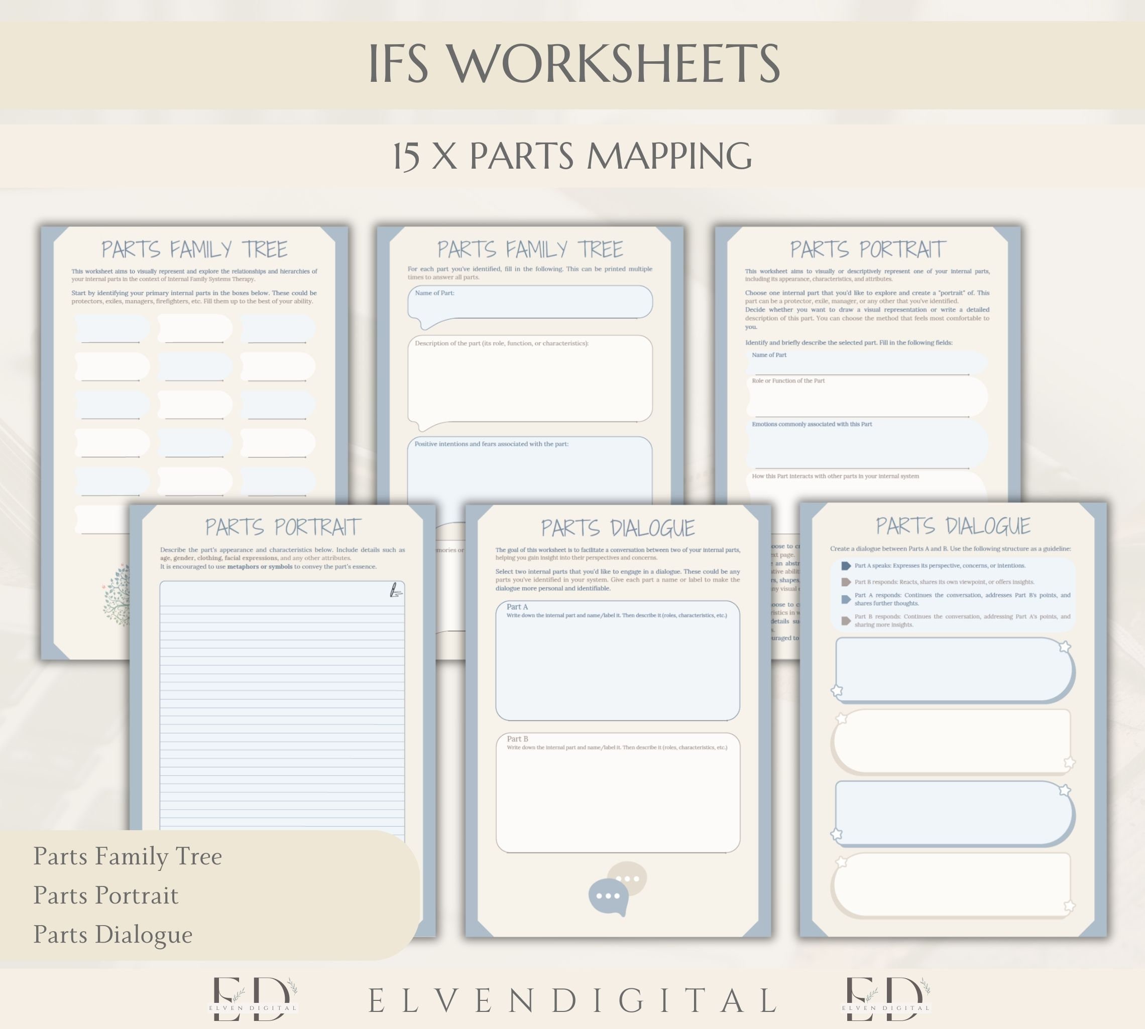 Internal Family Systems Worksheets IFS Cheat Sheets Parts Mapping ...