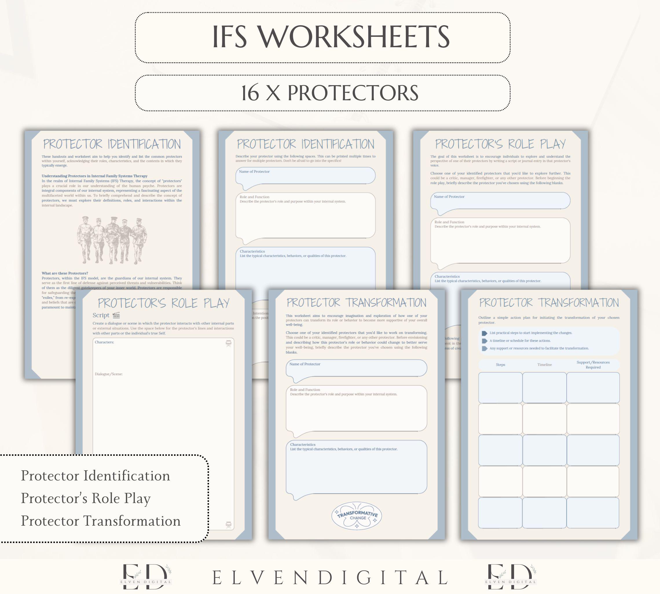 Internal Family Systems Worksheets IFS Cheat Sheets Parts Mapping ...