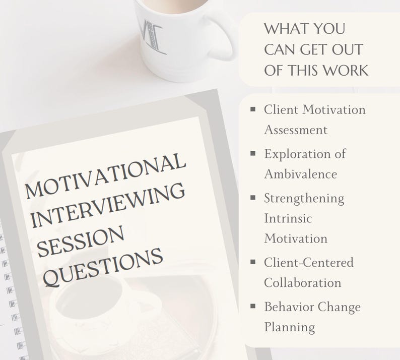 Motivational Interviewing Therapy Session Questions MI Worksheets ...