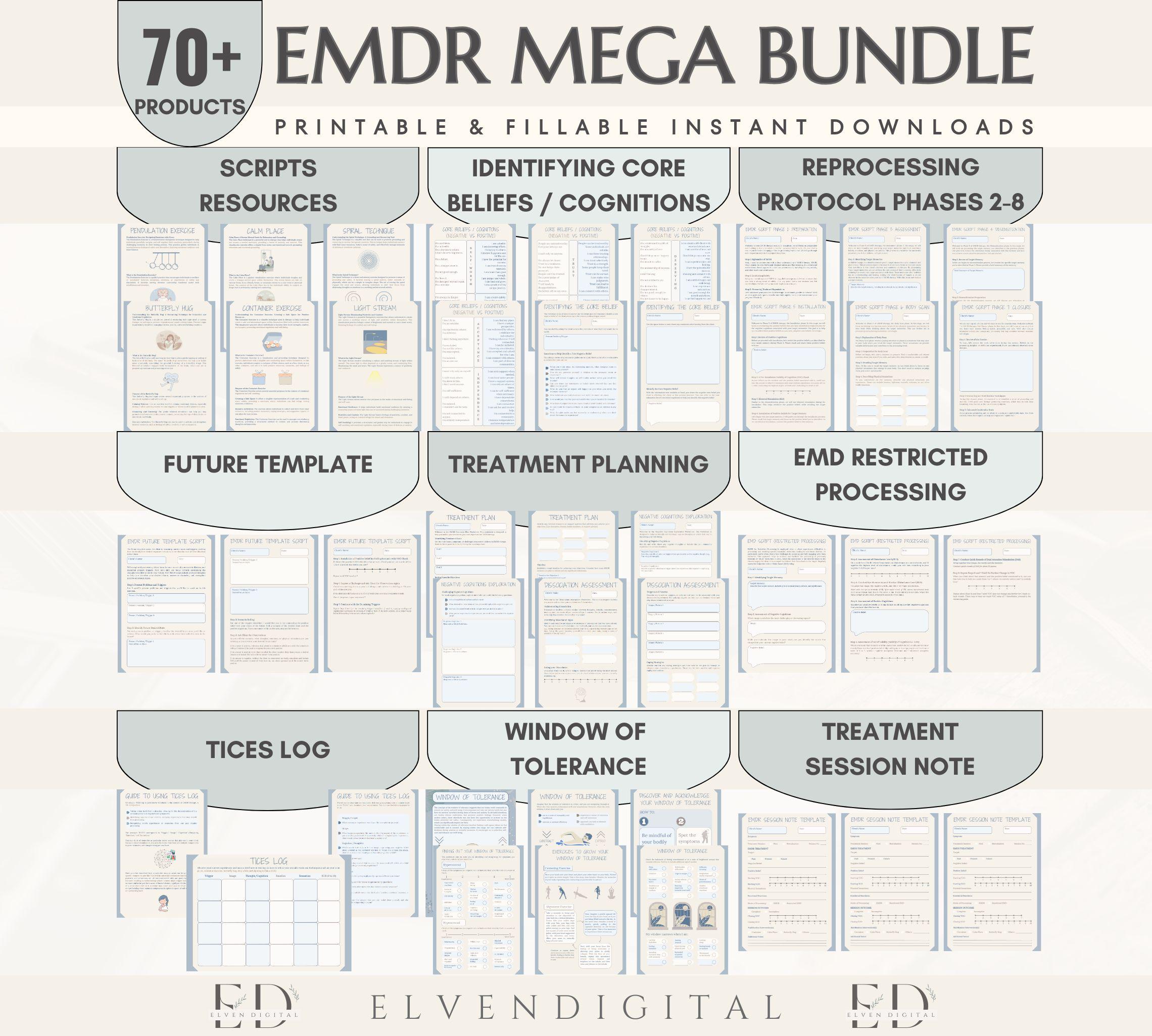 EMDR Worksheet Bundle Eye Movement Psychotherapy Bundle EMDR Scripts ...