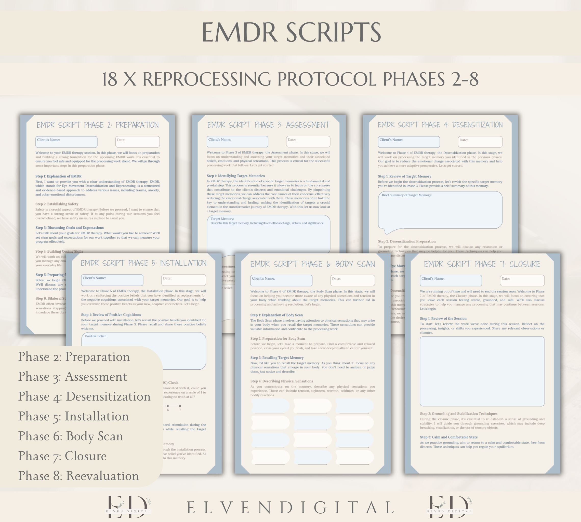 EMDR Worksheet Bundle Eye Movement Psychotherapy Bundle EMDR Scripts ...