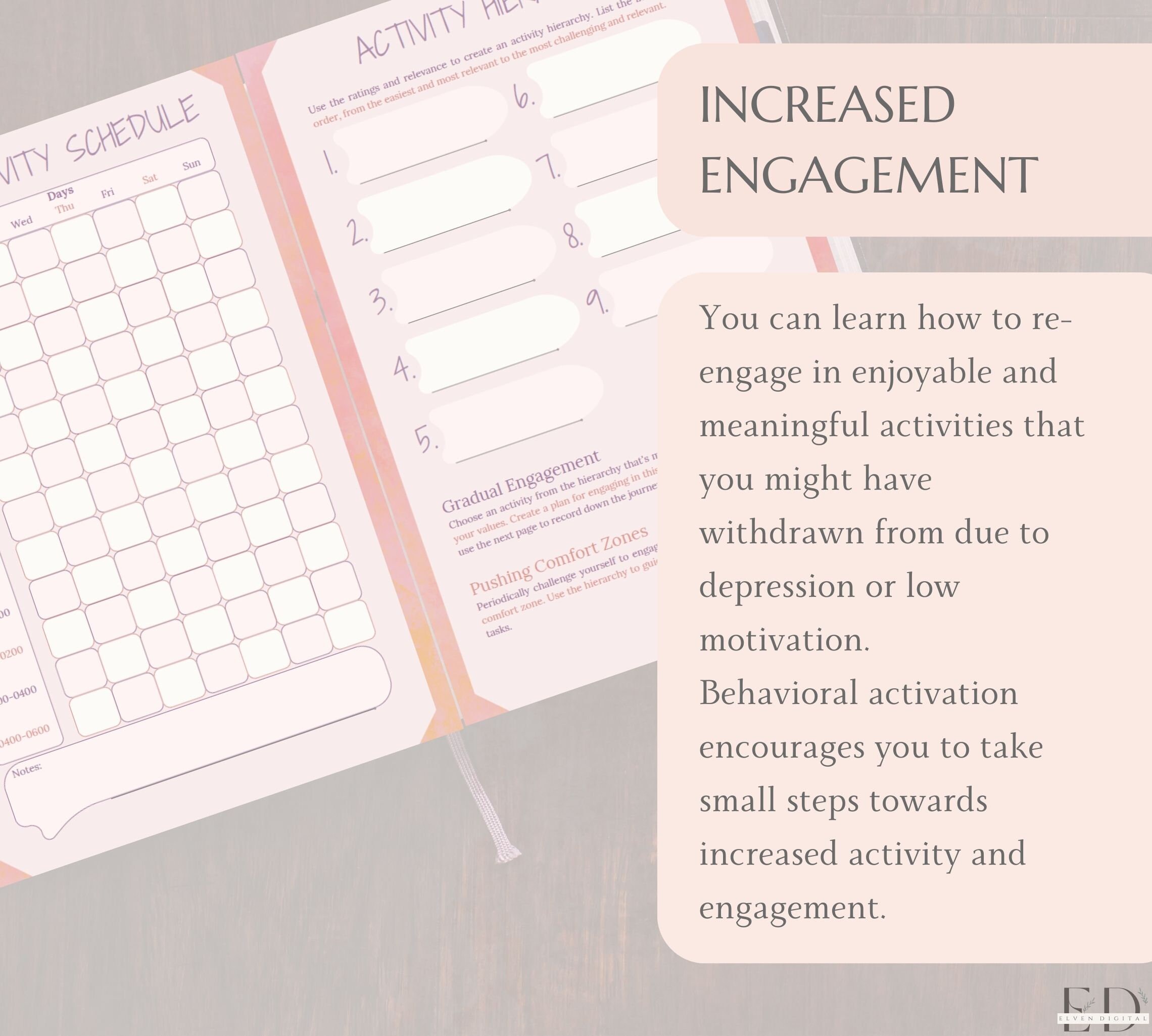 CBT Worksheets Behavioral Activation Cognitive Behavioral Therapy ...