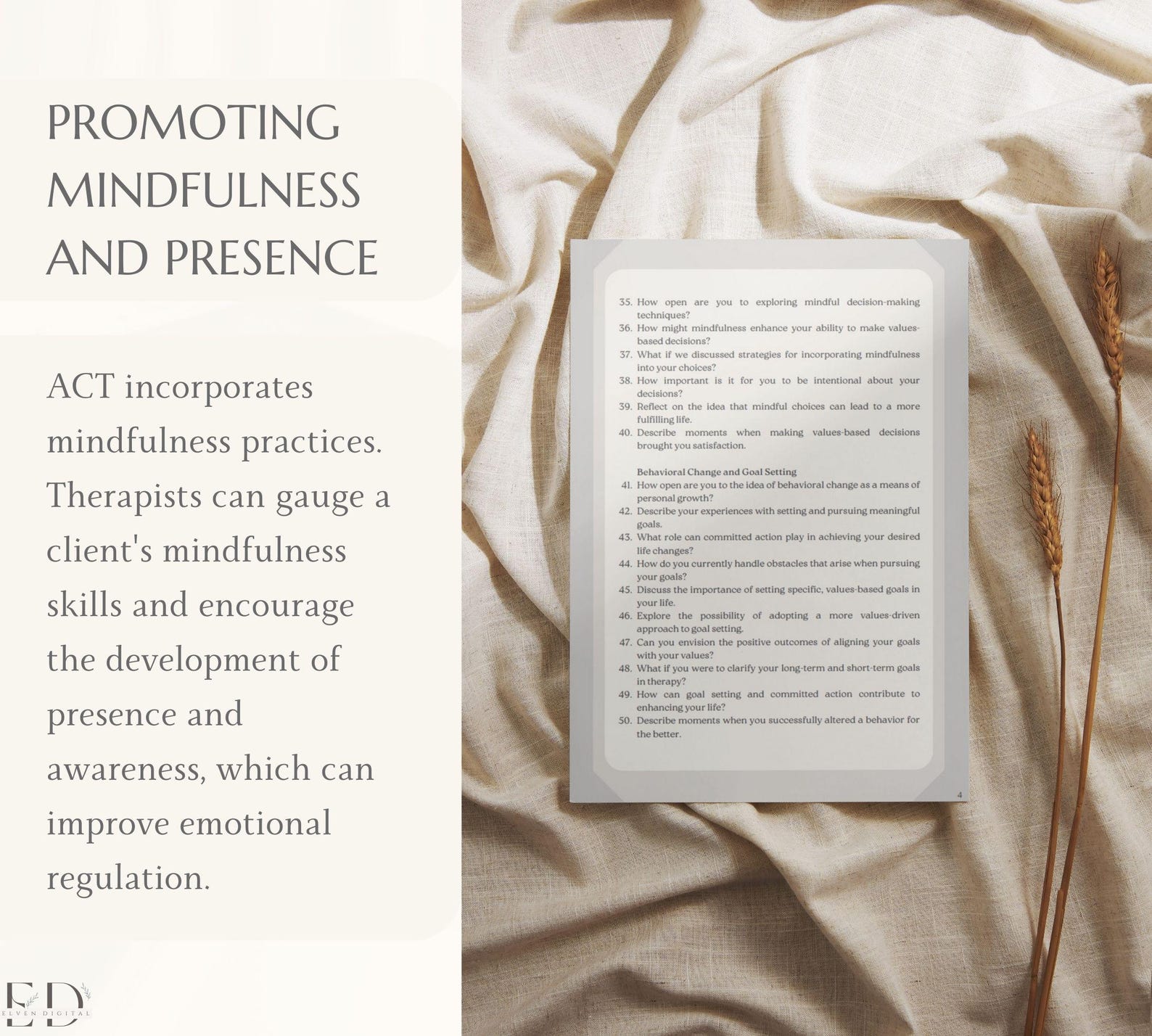 ACT Therapy Questions Therapy Practice Tools ACT Counseling Workbook ...