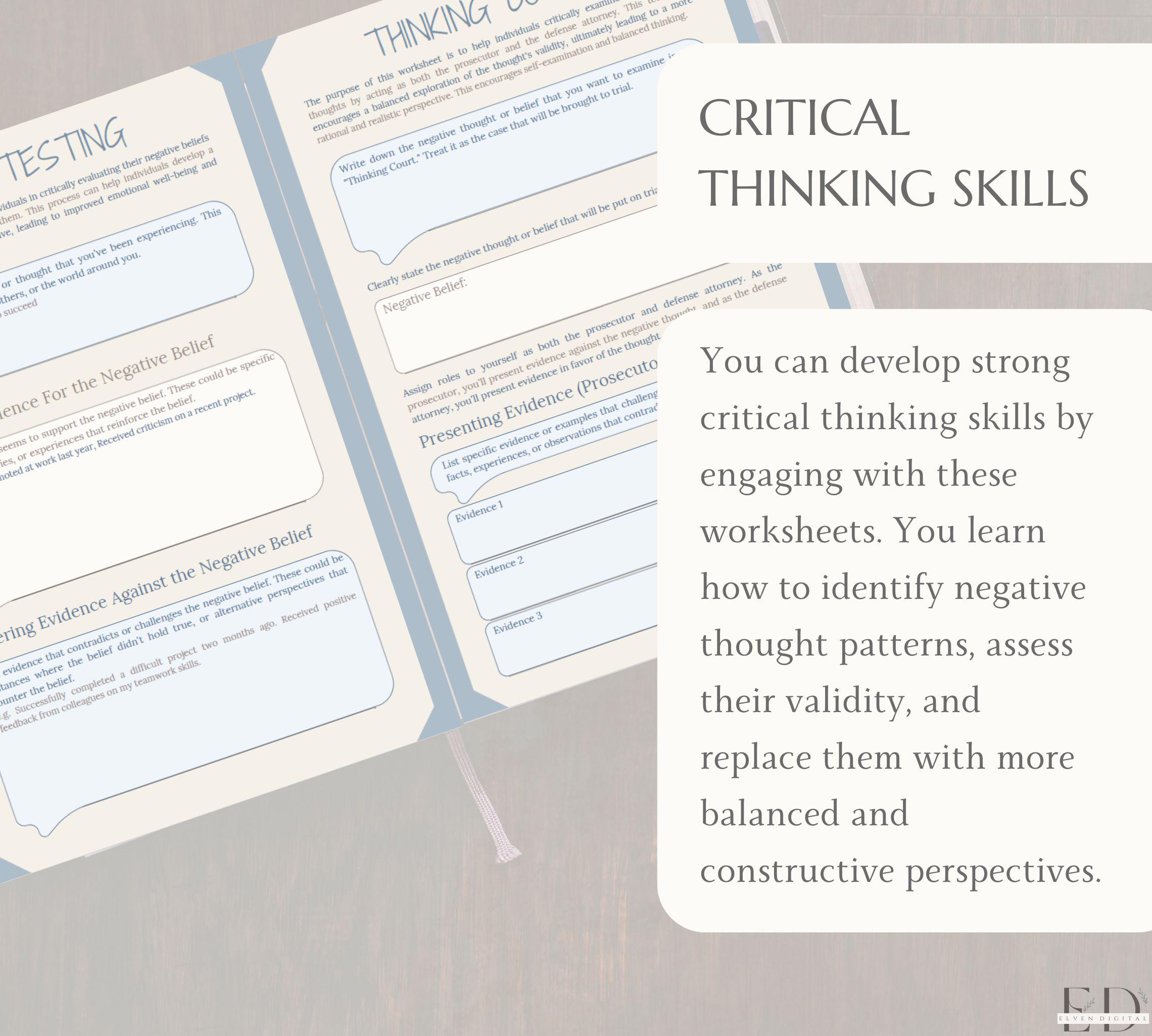 CBT Worksheets for Teen and Adult Challenging Anxious Thoughts CBT for ...