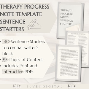 Therapy Progress Notes Sentence Starters Words Phrases Statements Cheat ...