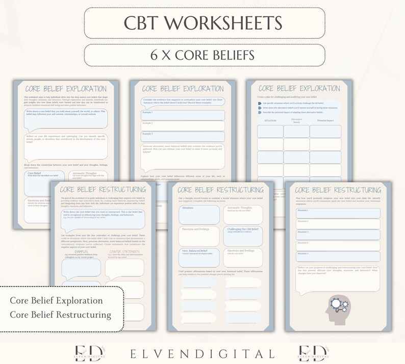CBT Worksheets for Adults Cbt Worksheet Bundle CBT Therapy Worksheets ...