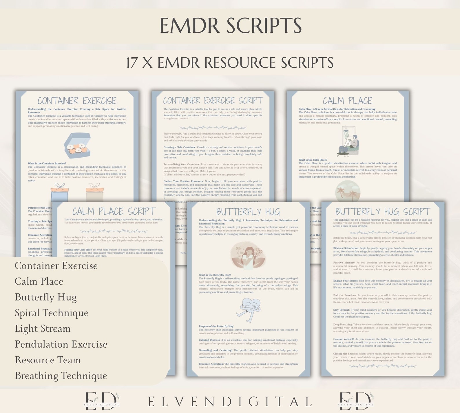 EMDR Worksheet Bundle Eye Movement Psychotherapy Bundle EMDR Scripts ...