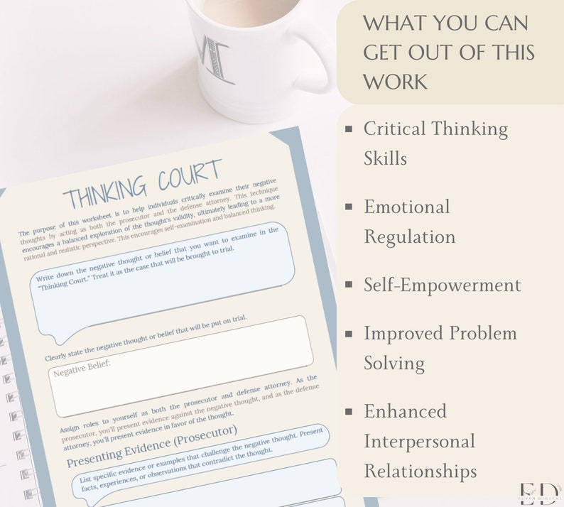 CBT Worksheets for Teen and Adult Challenging Anxious Thoughts CBT for ...