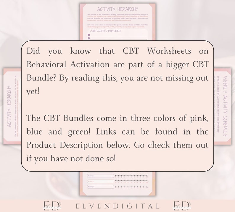 CBT Worksheets Behavioral Activation Cognitive Behavioral Therapy ...