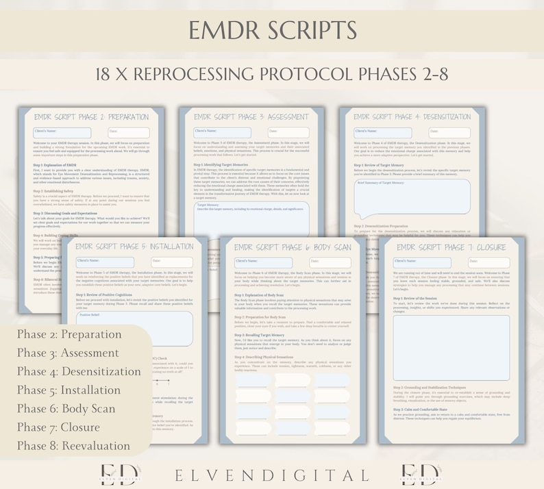 EMDR Worksheet Bundle Eye Movement Psychotherapy Bundle EMDR Scripts ...