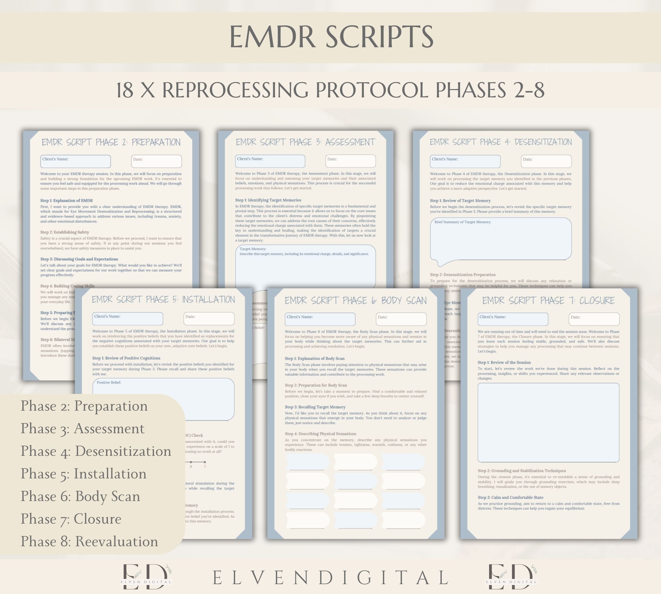 EMDR Worksheet Bundle Eye Movement Psychotherapy Bundle EMDR Scripts ...