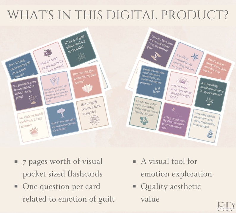 Mental Health Flashcards Emotion Guilt Flashcards Emotional - Etsy