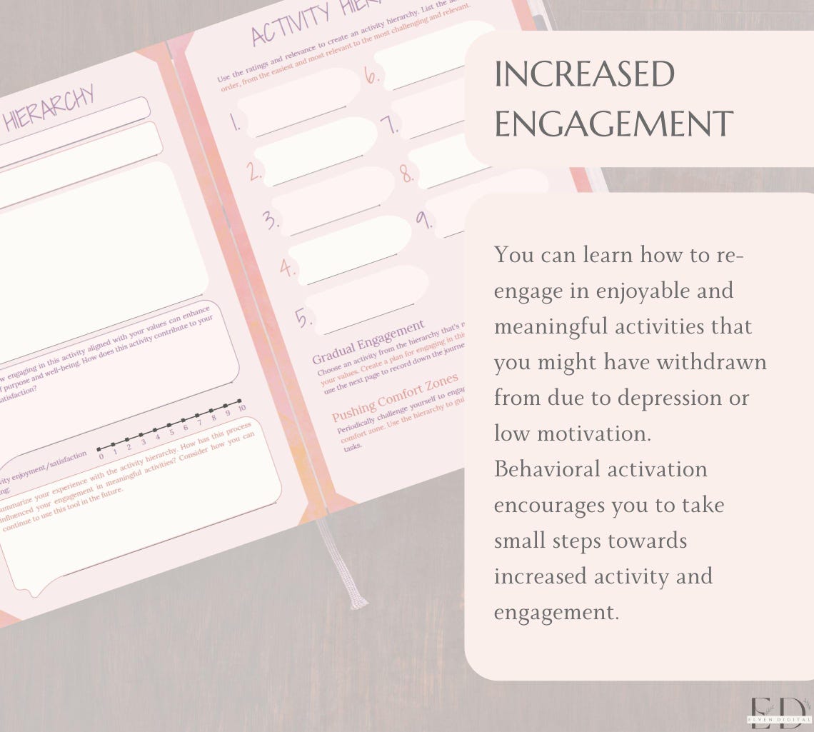 CBT Worksheets Behavioral Activation Cognitive Behavioral Therapy ...