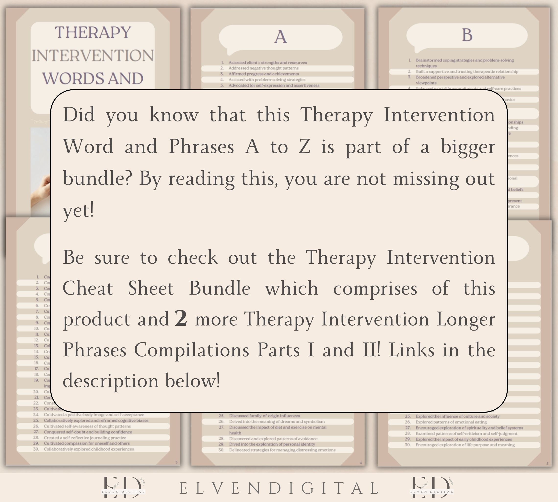 Therapy Intervention List Therapist Notes Template Counseling Session ...