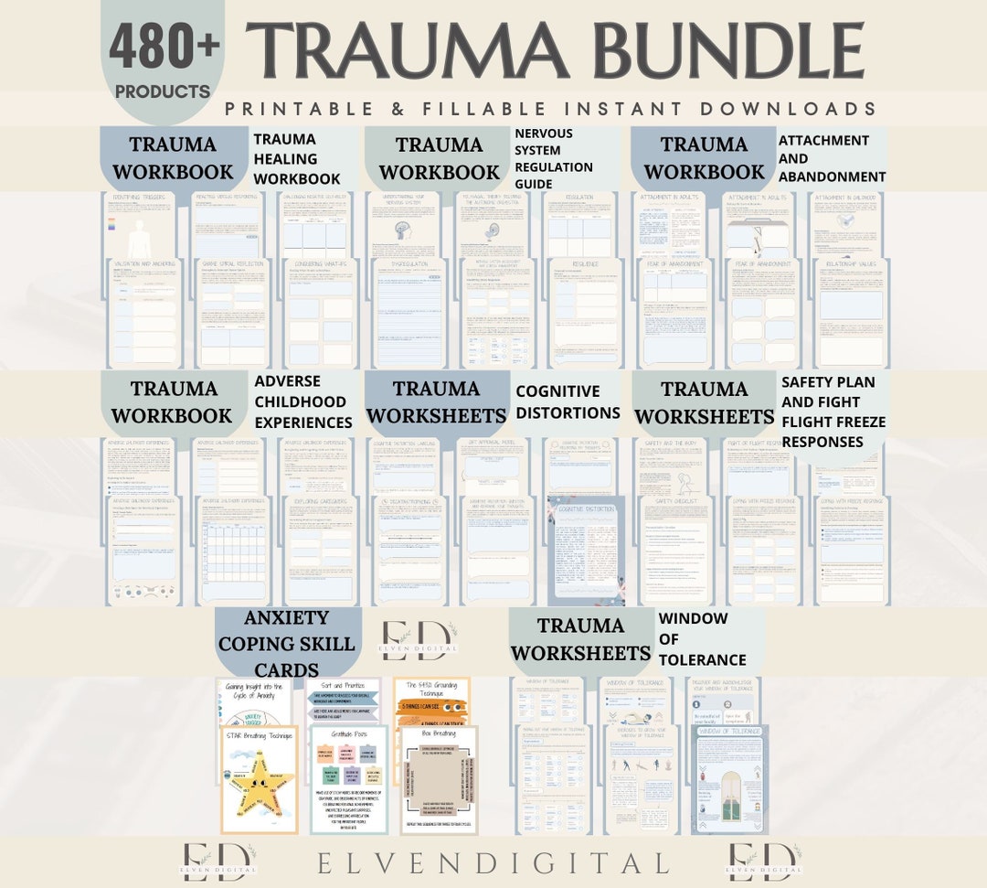 Trauma Therapy Bundle Nervous System Regulation Workbook Adult Trauma ...