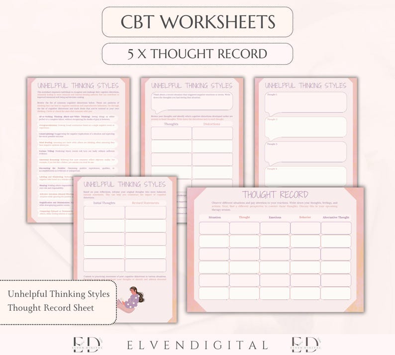 CBT Therapy Worksheets Cbt Bundle for Teens and Adults CBT Coping Skill ...