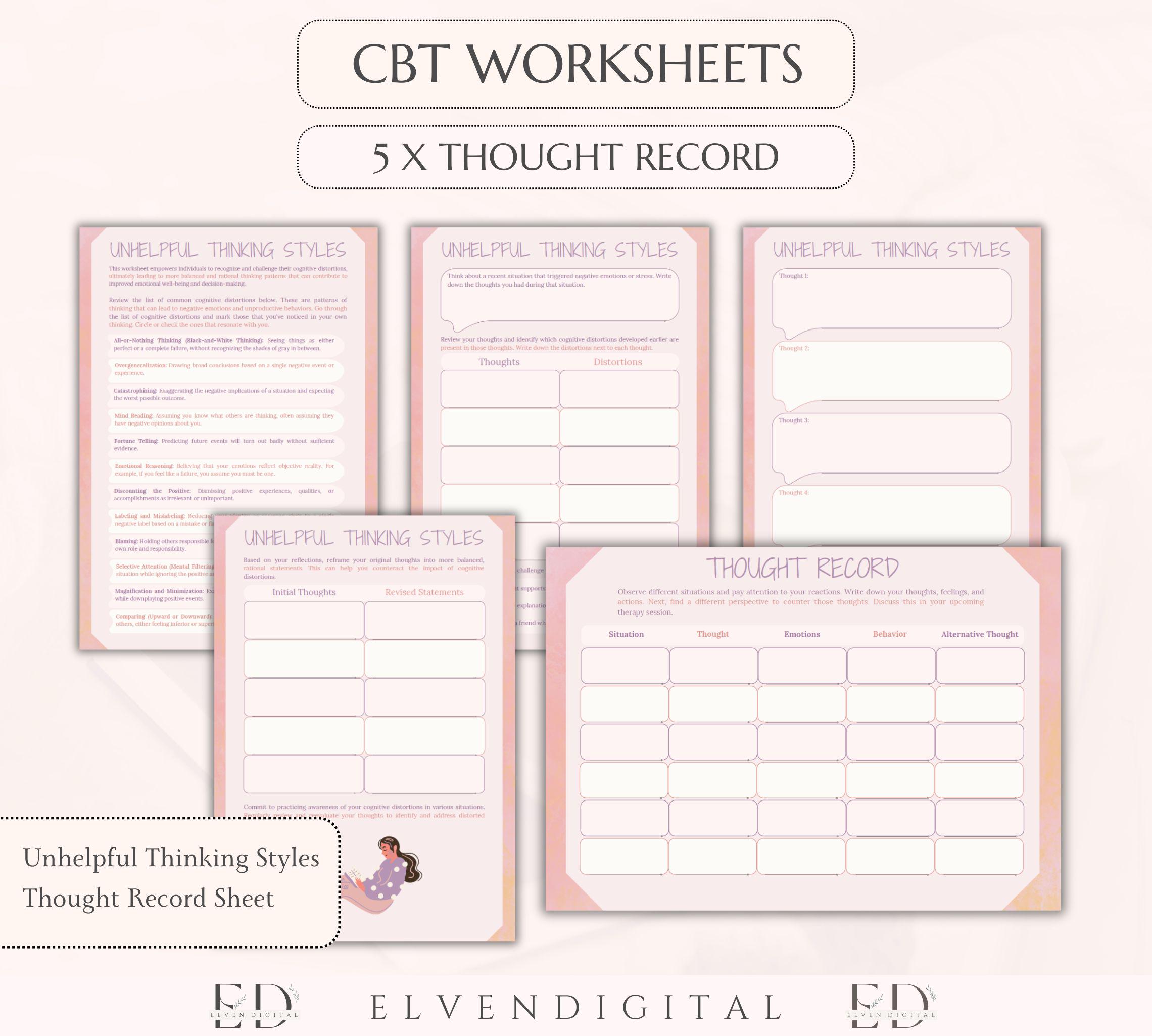 CBT Therapy Worksheets Cbt Bundle for Teens and Adults CBT Coping Skill ...