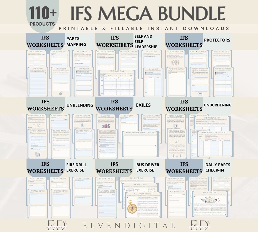 Internal Family Systems Worksheets IFS Cheat Sheets Parts Mapping ...