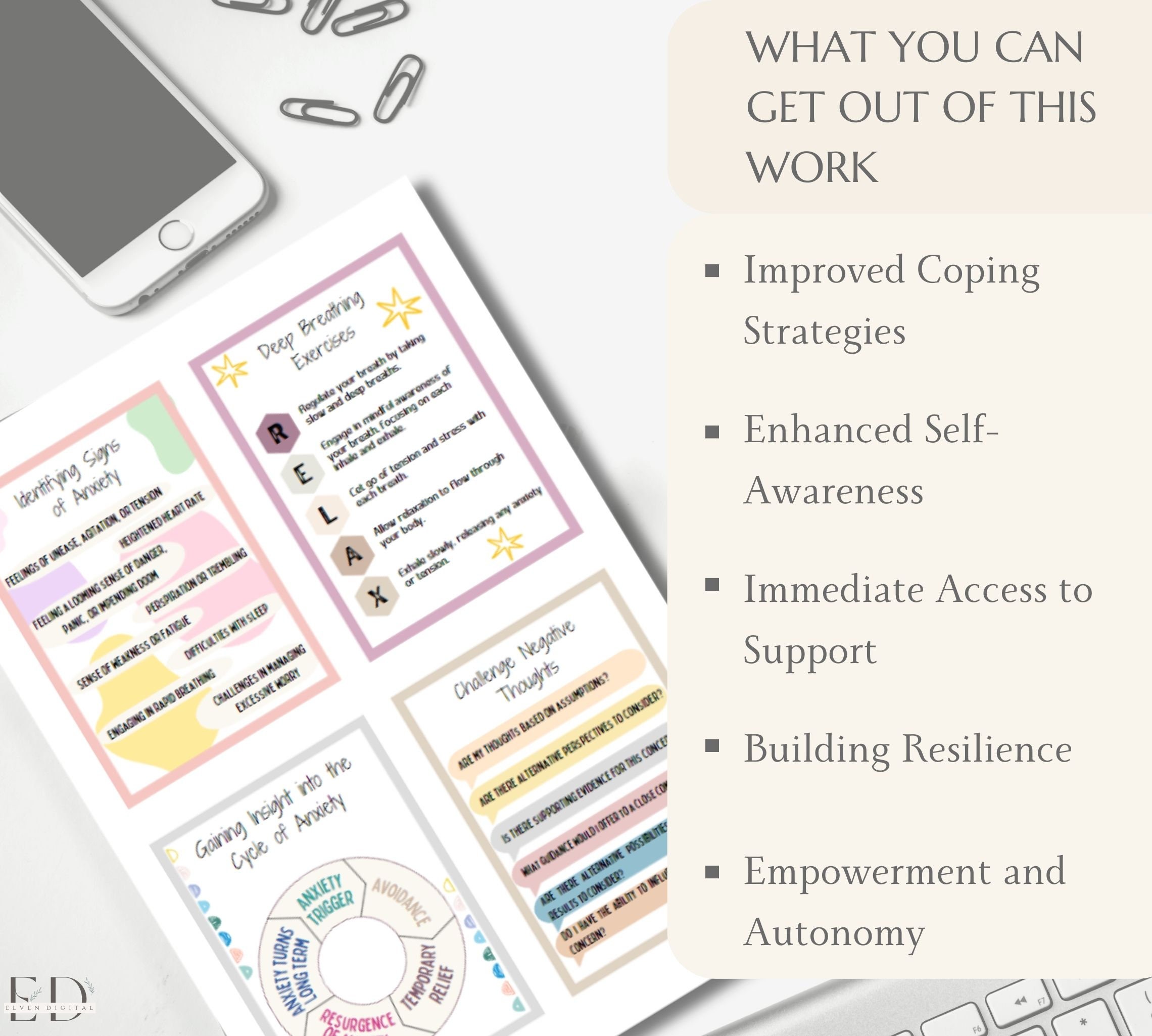 Anxiety Coping Skills Cards Calm Down Corner Psychologist Cards Mental ...