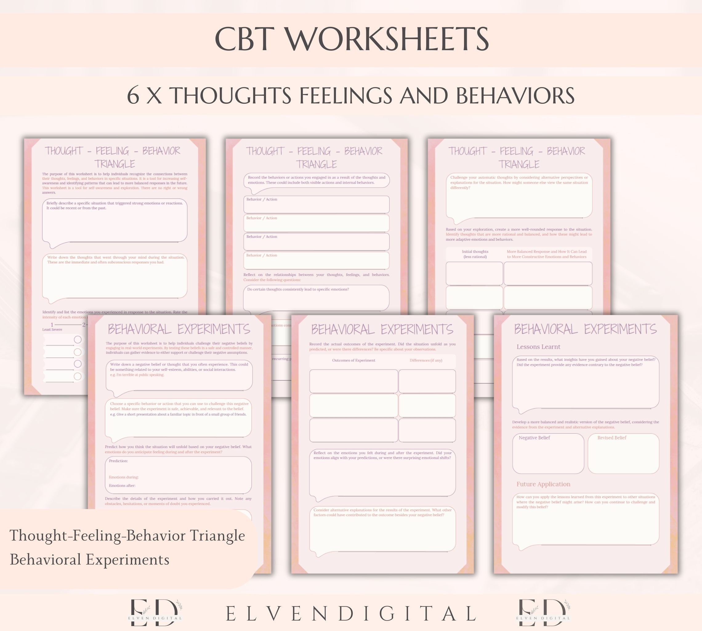 CBT Therapy Worksheets Cbt Bundle for Teens and Adults CBT Coping Skill ...