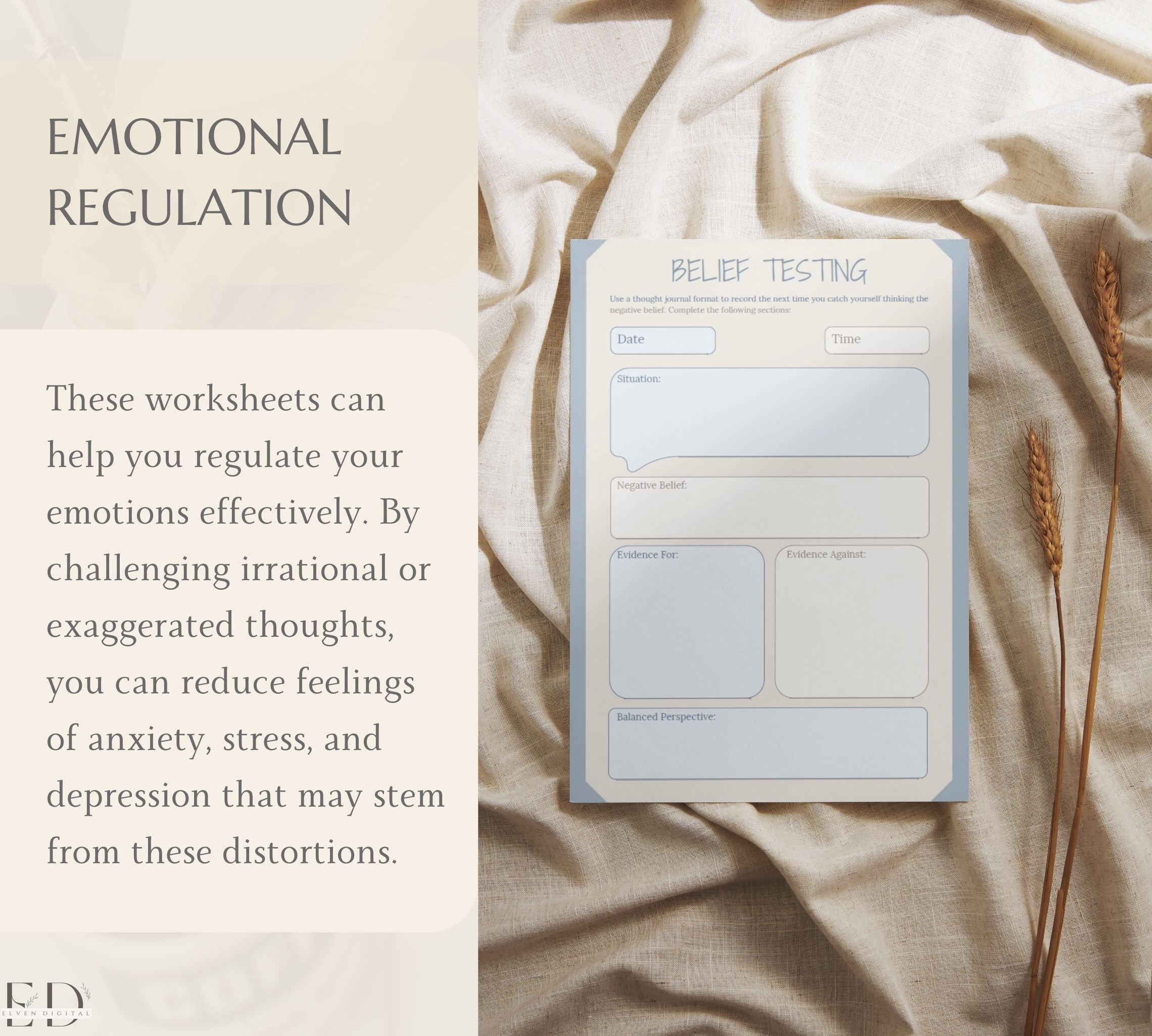 CBT Worksheets for Teen and Adult Challenging Anxious Thoughts CBT for ...