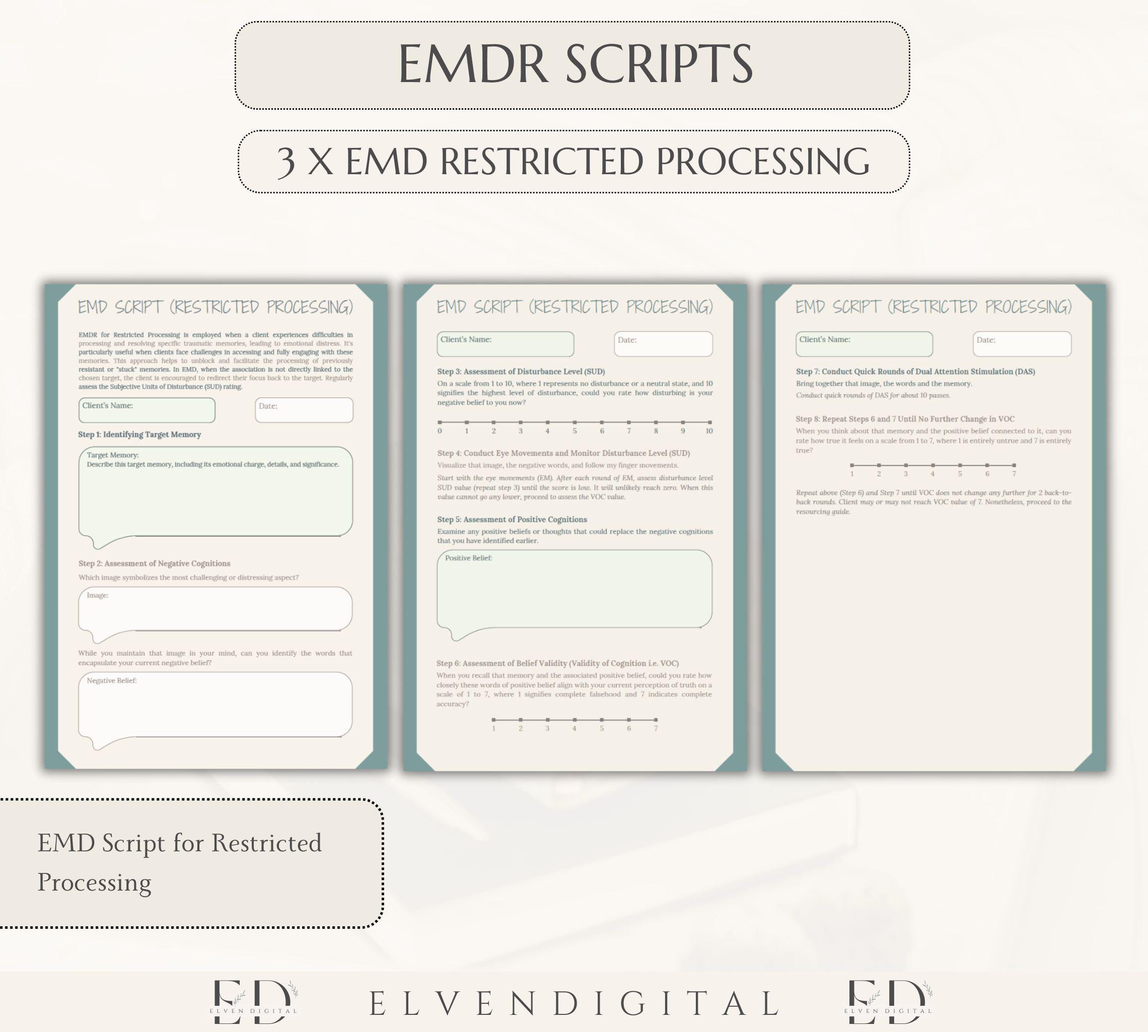 EMDR Worksheets for Therapist EMDR Bundle Therapy Scripts EMDR Handouts ...