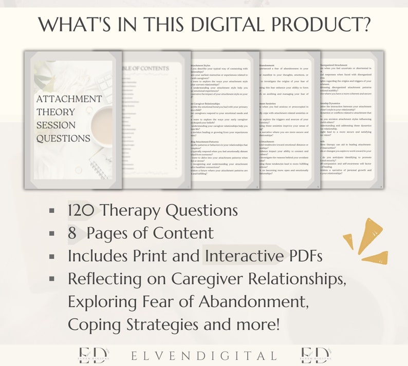 Attachment Theory Therapy Questions Adult Attachment Therapy Worksheets Fear of Abandonment ...