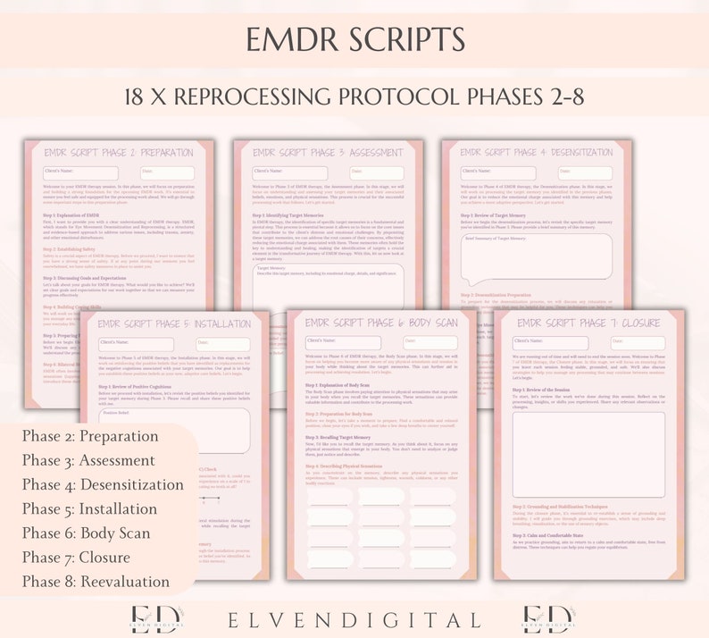 EMDR Worksheet Bundle EMDR Script for Therapist EMDR Therapy Worksheets ...