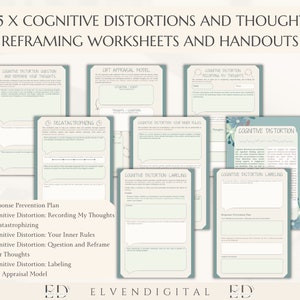 Cognitive Behavioral Therapy Workbook CBT Worksheets Bundle Cognitive ...
