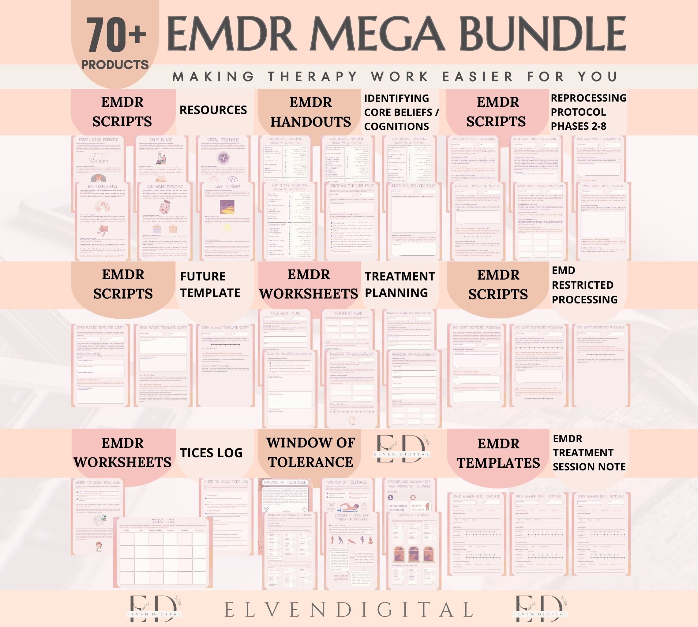 EMDR Worksheet Bundle EMDR Script for Therapist EMDR Therapy Worksheets ...