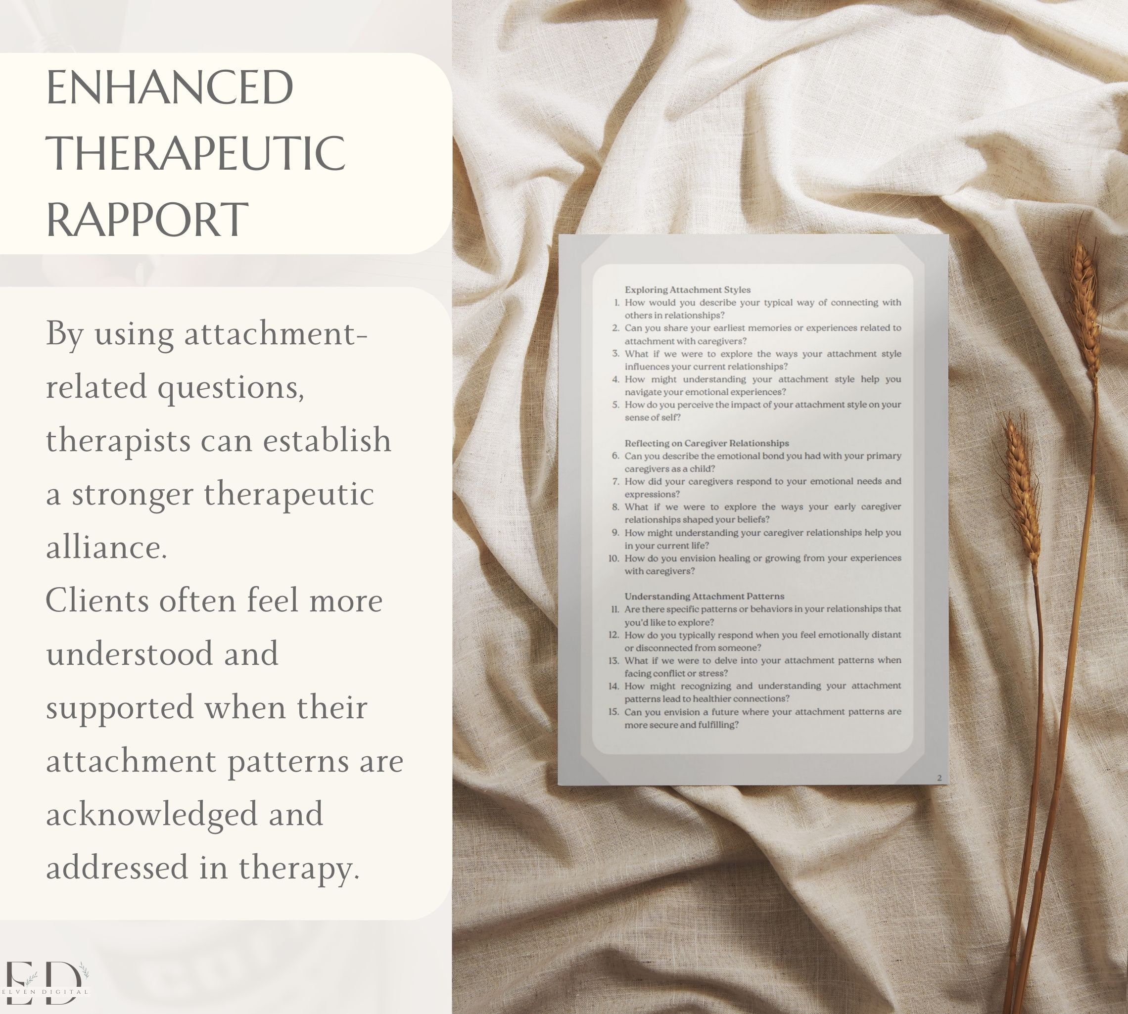 Attachment Theory Therapy Questions Adult Attachment Therapy Worksheets ...