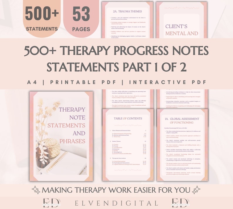 Therapy Progress Notes Therapy Sessions Intervention Statements Phrases ...