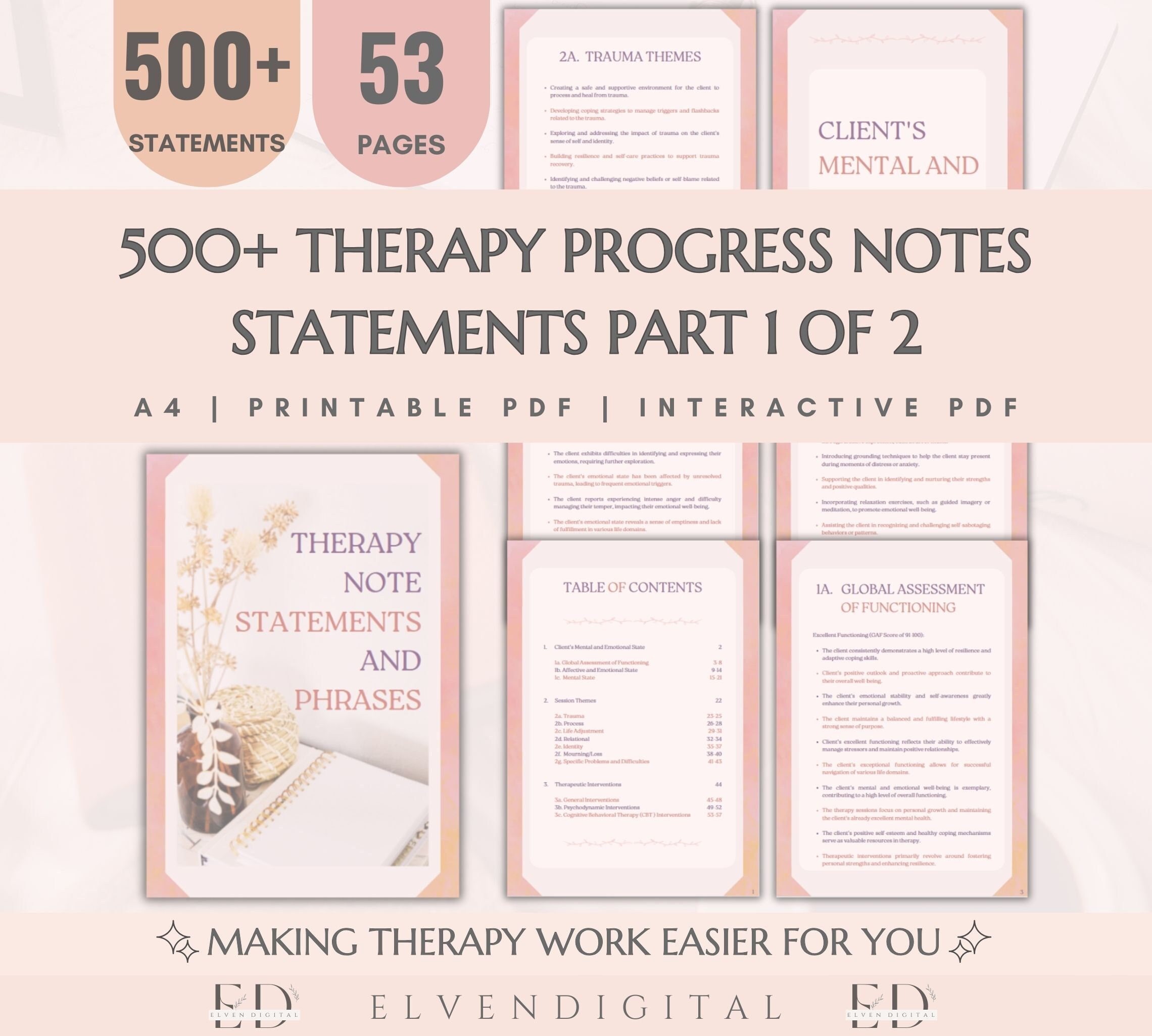 Therapy Progress Notes Therapy Sessions Intervention Statements Phrases ...
