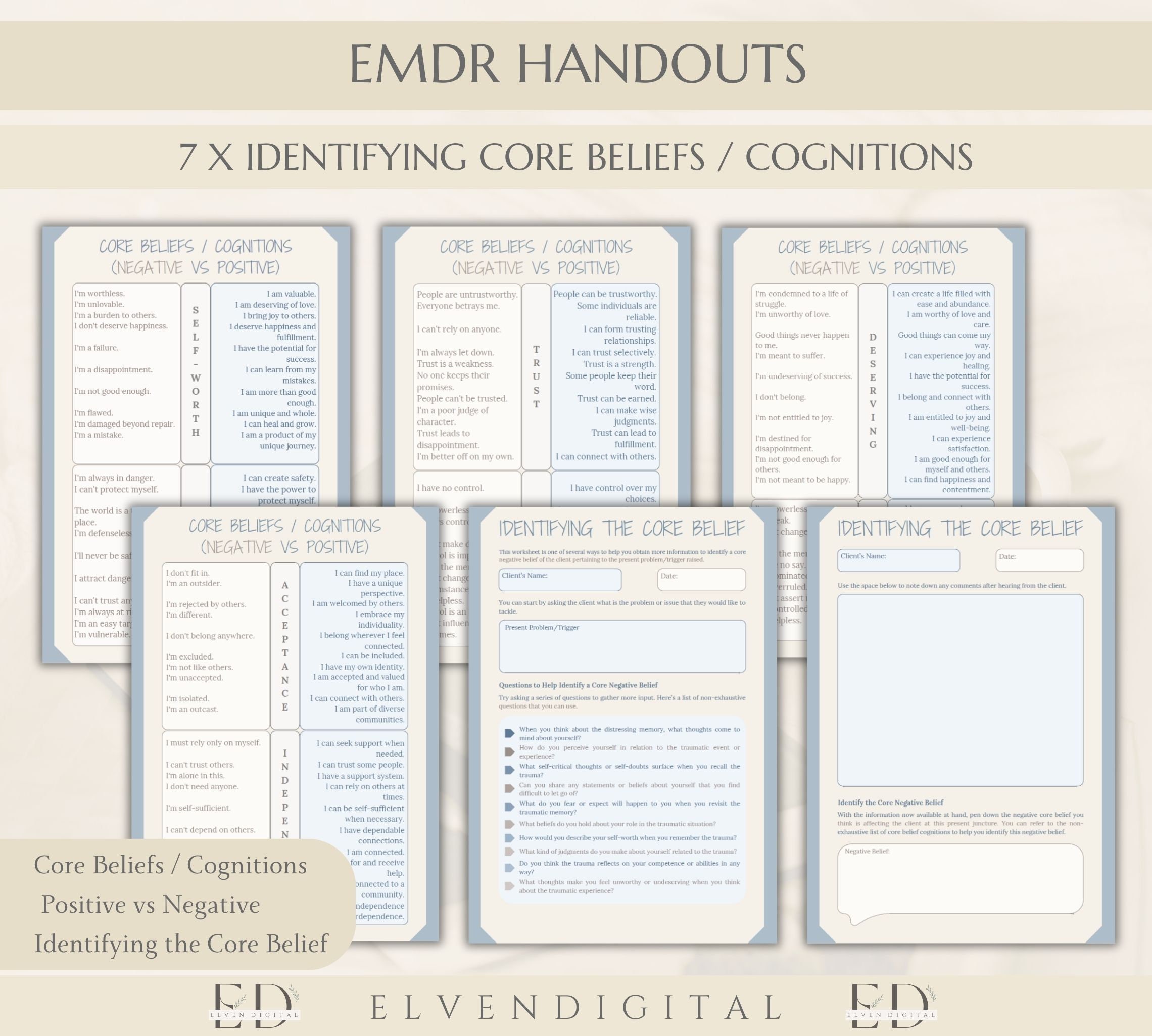 EMDR Worksheet Bundle Eye Movement Psychotherapy Bundle EMDR Scripts ...