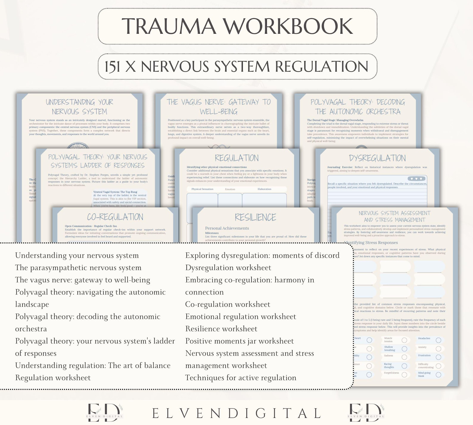 Trauma Therapy Bundle Nervous System Regulation Workbook Adult Trauma ...